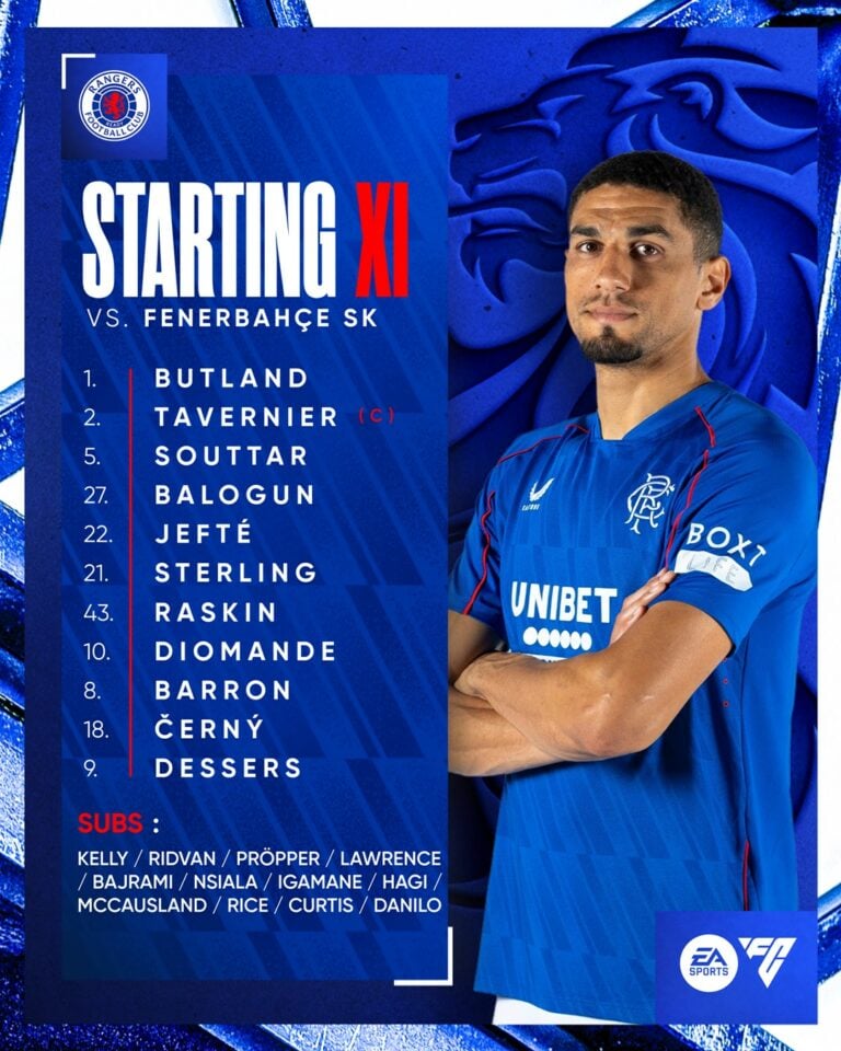 Ferguson makes Igamane decision in Rangers confirmed XI v Fenerbahce